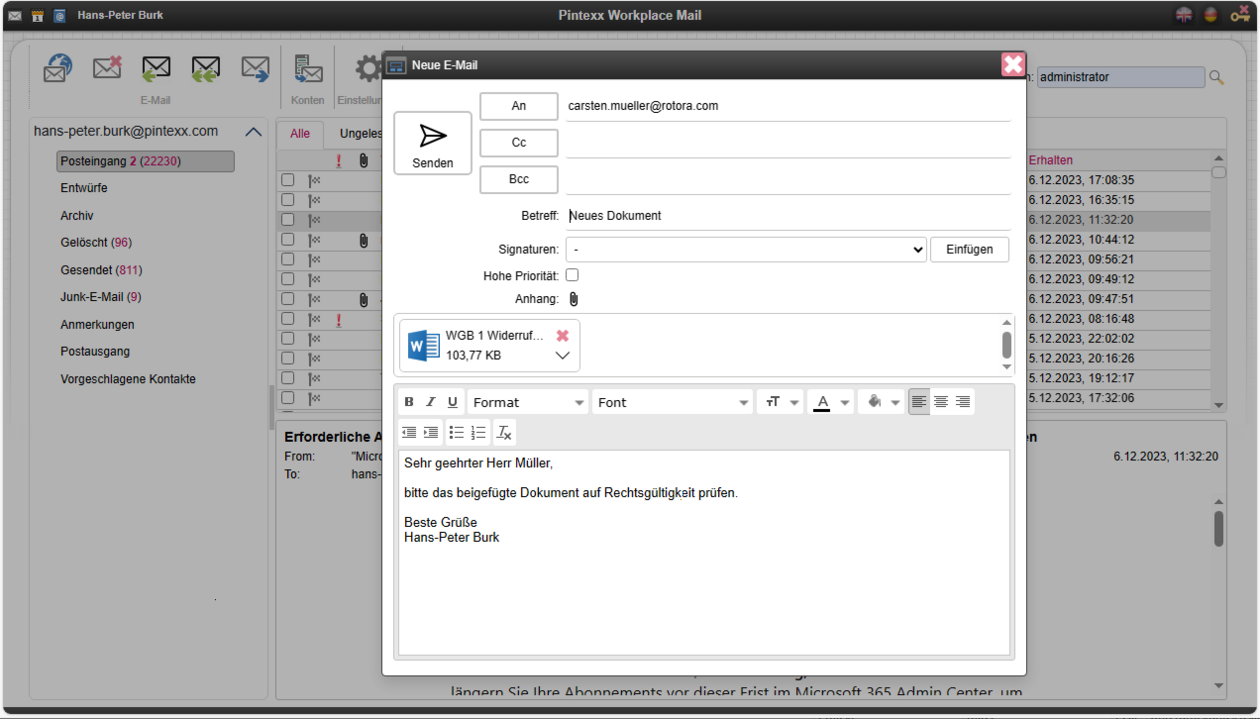 Kommunizieren über Browser mit Workplace Chat